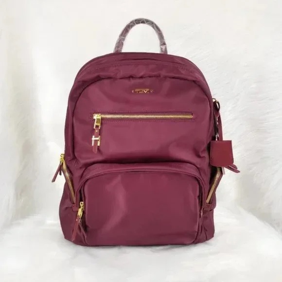 Tumi | Bags | Tumi Maroon Backpack With Gold Accents | Poshmark